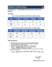 Chemistry 3.jpg - Preparation of Buffer Solutions EXPERIMENT 2: PREPARING A BUFFER SOLUTION WITH ...
