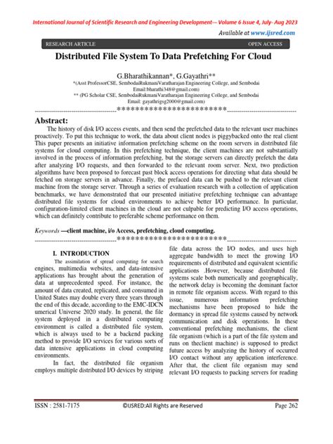 Distributed File System To Data Prefetching For Cloud Pdf Cloud