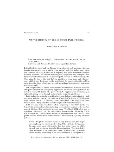 09a on the history of the shortest path problem pdf combinatorics
