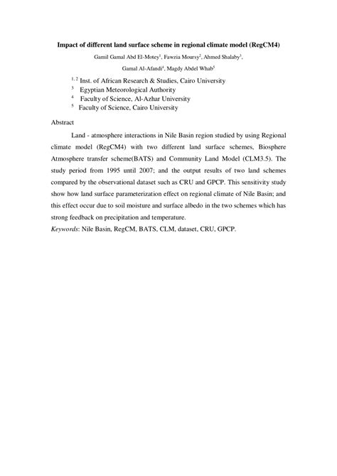 Pdf Impact Of Different Land Surface Scheme In Regional Climate Model Regcm4
