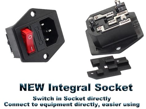 AC Power Socket Panel Mount Inlet With Fuse Holder And Sw