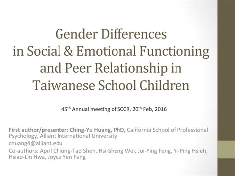 Pdf Gender Differences In Social And Emotional Functioning And Peer