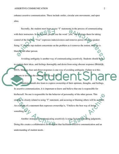 Assertive Communication Essay Example Topics And Well Written Essays 500 Words