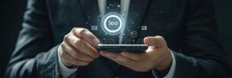 Businessman Uses Phone For Communication With Application Interface