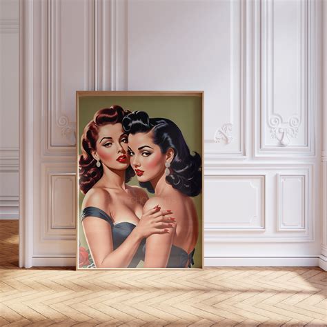 Vintage Glamour Lesbian Art Print Stunning Latinas In 1950s Pin Up