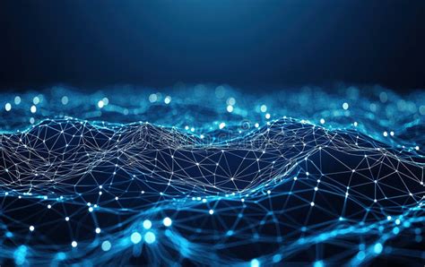 A Digital Abstract Representation Of Interconnected Blue Nodes Forming A Wave Like Structure In