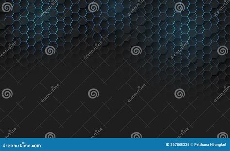 Abstract Blue Light Dark Grey Hexagon Texture 3d Geometric Pattern With Blank Space Design