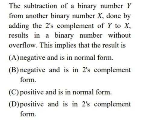 Solved The Subtraction Of A Binary Number Y From Another