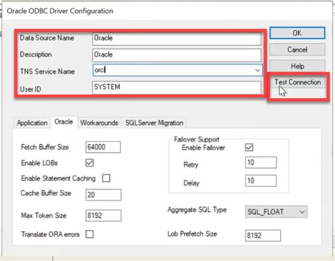connecting oracle database through odbc driver