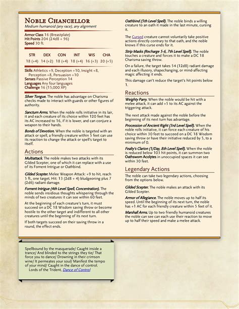 Complete Nobles 4 Stat Blocks With Lore Dcs Tactics Ransom Rules And An Esoteric Magic