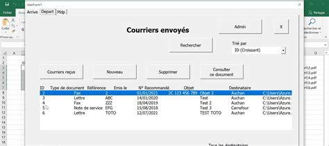 tuto créez une application de suivi des courriers en vba sur