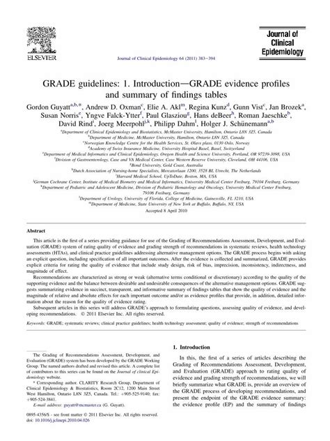 Pdf Grade Guidelines 1 Introduction Grade Evidence … To Grade 2011