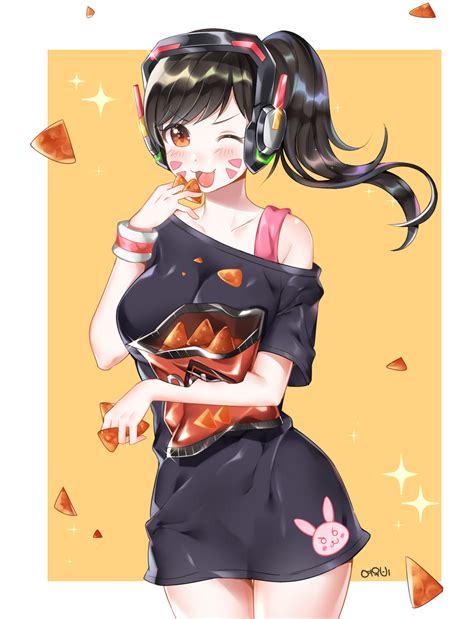 Wallpaper Anime Girls D Va Overwatch Long Hair Black Hair
