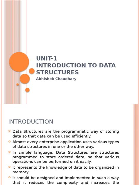 Unit 1 Introduction Data Structure Pdf Algorithms Computer