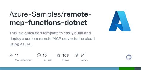 Github Azure Samples Remote Mcp Functions Dotnet This Is A Quickstart Template To Easily