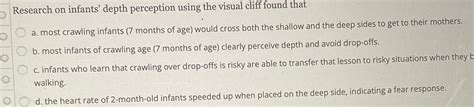 Solved Research On Infants Depth Perception Using The
