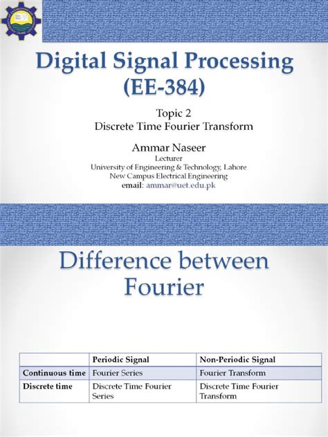 Topic 2 Discrete Time Fourier Transform Pdf
