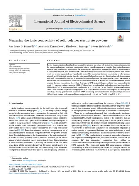Measuring The Ionic Conductivity Of Solid 2023 International