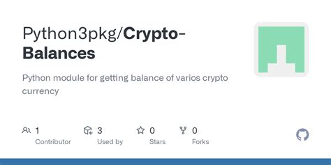 GitHub Python Pkg Crypto Balances Python Module For Getting Balance Of Varios Crypto Currency