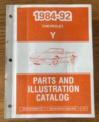 1984 1992 Chevrolet Corvette Gm Parts And Illustration Catalog