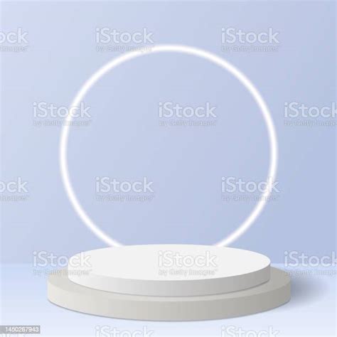 배경은 무대 제품과 최소한의 파란색 벽 장면이 있는 벡터 3d 파란색 렌더링입니다 0명에 대한 스톡 벡터 아트 및 기타 이미지 0명 3차원 형태 공란 Istock