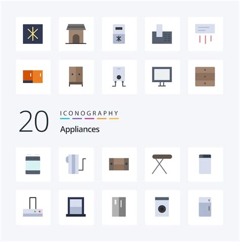 Premium Vector 20 Appliances Flat Color Icon Pack Like Kitchen Household Fridge Home Appliance