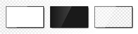 현실적인 Tv 화면 Lcd에 있는 백색 까만 및 투명한 스크린 Lcd 패널 Led 유형 그림자가있는 화면 벡터 일러스트 레이 션 텔레비전 산업에 대한 스톡 벡터 아트 및