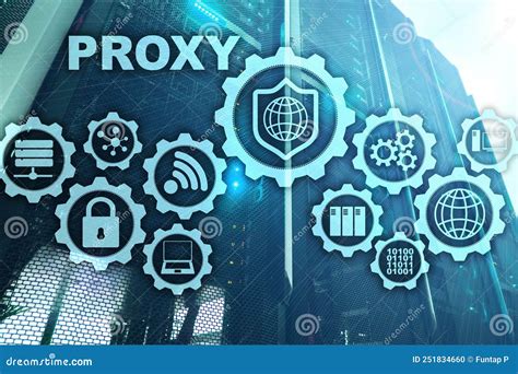 Proxy Server Cyber Security Concept Of Network Security On Virtual Screen Stock Photo Image