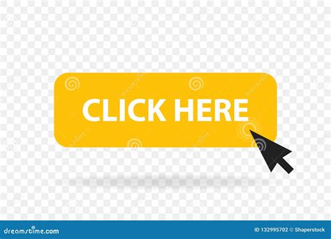 Click Web Button Template Vector Yellow Bar Computer Mouse Click Here