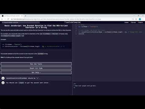 Basic JavaScript (35/111) | Use Bracket Notation to Find the Nth to Last Character in a String ...
