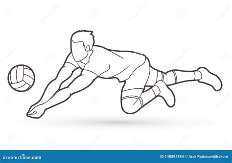 Gr Fico De La Historieta De La Acci N Del Jugador De Voleibol Del Hombre Ilustraci N Del Vector