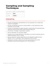 Sampling And Sampling Technique Pdf Sampling And Sampling Technique Created Sep