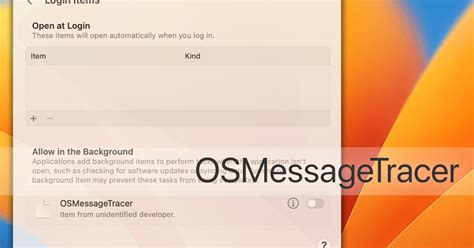 Remove Osmessagetracer From Login Items In Macos Ventura