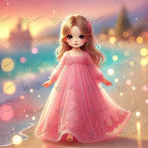 بک گراند کودکانه دختر کوچولوی ناز با پیراهن حریر صورتی در حال قدم زدن در ساحل کد 43724 ویژه عکس