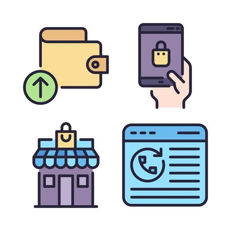 Ecommerce Icons Set Top Up Wallet Ecommerce Retail Store Web Customer Service Perfect For