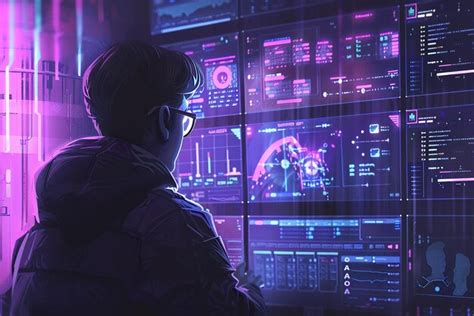 Glowing Development Illustration Focused On Coding Premium Ai Generated Image