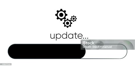 Update Progress Bar With Gear Icons Minimalist Flat Style Illustration Isolated On White
