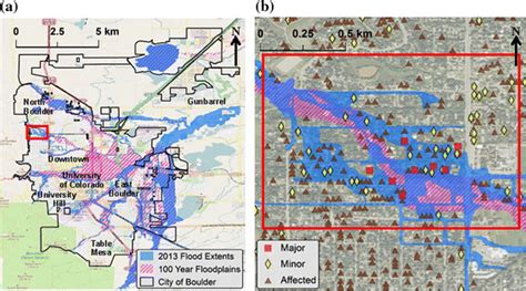 Map Of The 2013 Flood Extents In The City Of Boulder With 100 Year