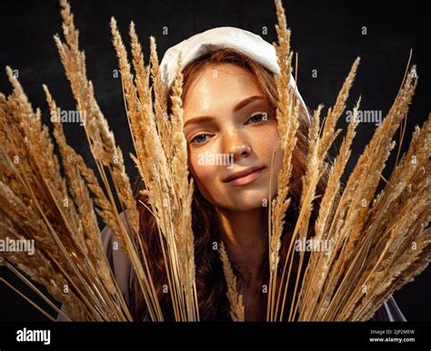 Closeup Young Charming Redhead Girl In Image Of Medieval Person In