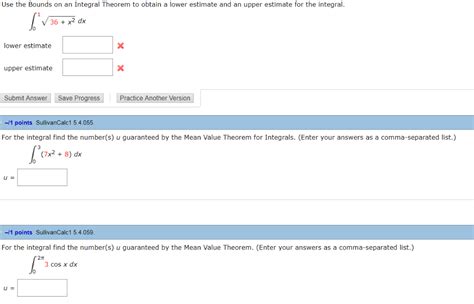 solved use the bounds on an integral theorem to obtain a