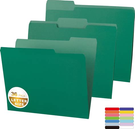 36 Packs Colored File Folders Green File Folders Two Tone Color File Folder 8 5 X