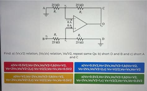 solved find a vx v2 relation v0 vx relation vo v2