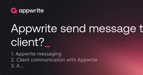 Appwrite Send Message To Client Threads Appwrite