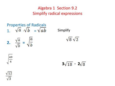 Simplifying Radicals Examples