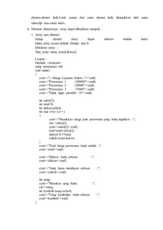 Fungsi Dan Array Pada C PDF