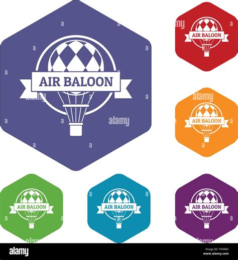 Fun Air Balloon Icons Vector Hexahedron Stock Vector Image And Art Alamy