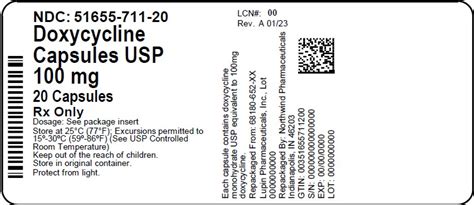 FDA Label For Doxycycline Capsule Oral Indications Usage Precautions
