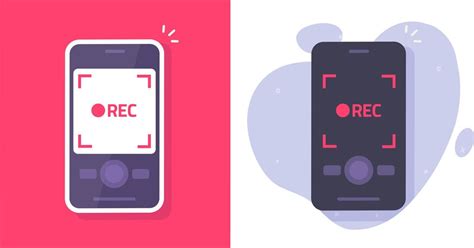 보안 감시 카메라 평면 그래픽 일러스트로 휴대 전화에 비디오 녹화 모바일 앱 프리미엄 벡터