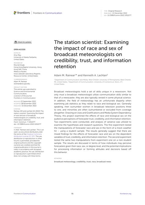 PDF The Station Scientist Examining The Impact Of Race And Sex Of