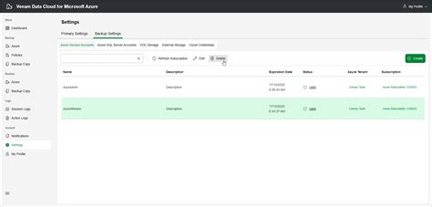 Deleting Service Accounts Veeam Data Cloud For Microsoft Azure